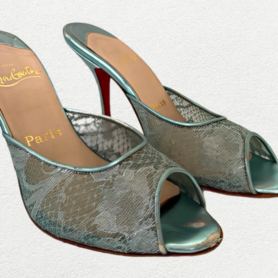 True Vintage Christian Louboutin Baby Blue Lace Me Dolly 100 Size 37 | eBay