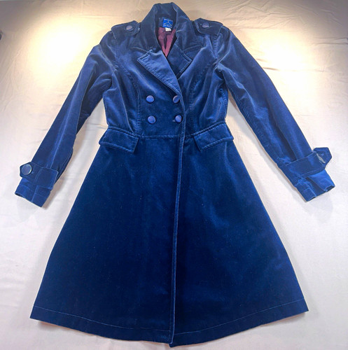 Vintage Geronimo Blue Long Overcoat Button Front Lined Womens Size 6 | eBay