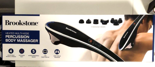 Brookstone Heated Multi-Node Percussion Body Massager 5 Head Adjustable ...