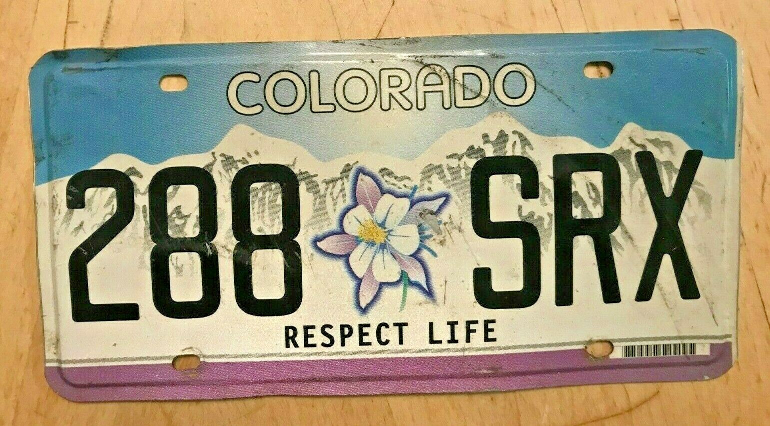 COLORADO RESPECT LIFE COLUMBINE FLOWER AUTO LICENSE PLATE " 288 SRX ...