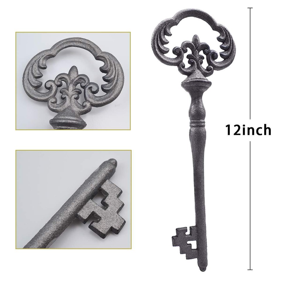 Large Cast Iron Skeleton Key Giant Wrought Iron Key Big Decorative Key ...