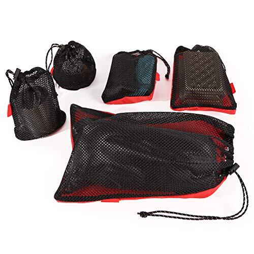 Stuff Sack Set of 5, Lightweight Mesh Nylon Drawstring Storage Bag ...