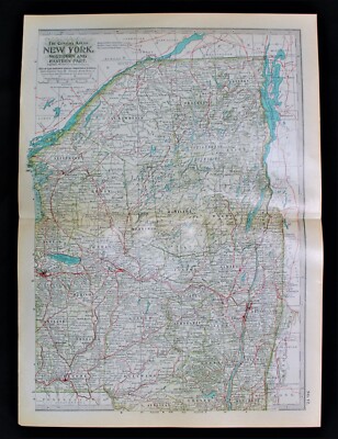 CENTURY ATLAS MAP PAGE PLATE NO.12 NEW YORK NORTHERN & EASTERN PART ...
