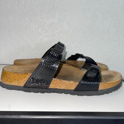 Birkenstock Birki's Sandal Slip On Slide Two Strap Black Women's Size ...