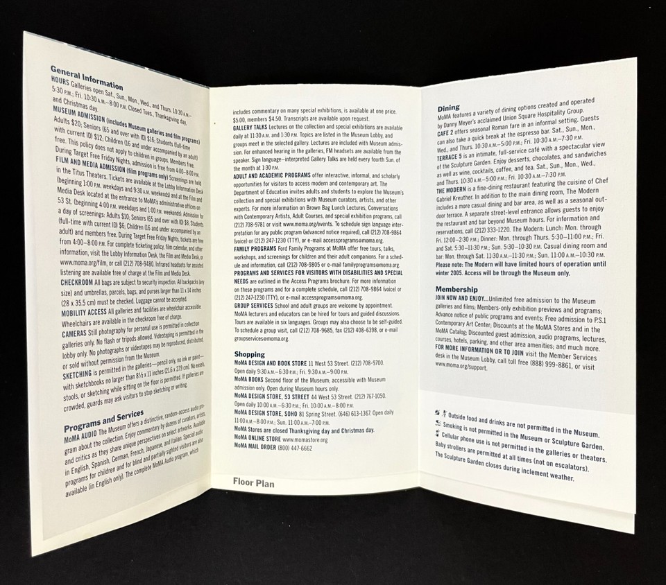 2004 MOMA Visitor Floors Guide Modern Art Museum New York City Travel ...