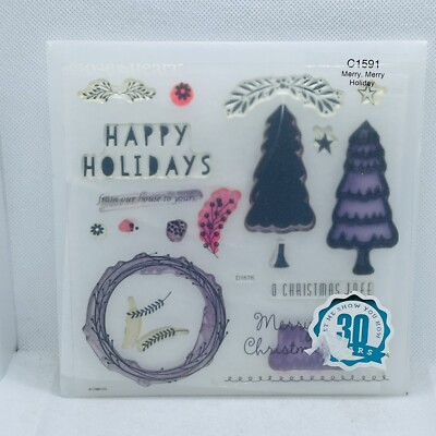 Close To My Heart (CTMH) C1591 Merry Merry Pre Loved Acrylic Stamp Set ...