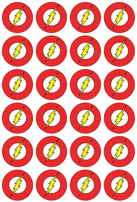 24 x THE FLASH SUPERHERO LOGOS Edible Wafer Paper Cupcake Toppers Cake ...