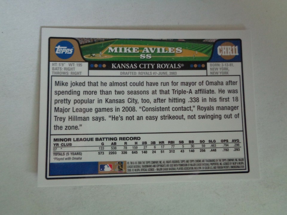 2008 Topps Chrome Refractor Mike Aviles Card #CHR11 | eBay