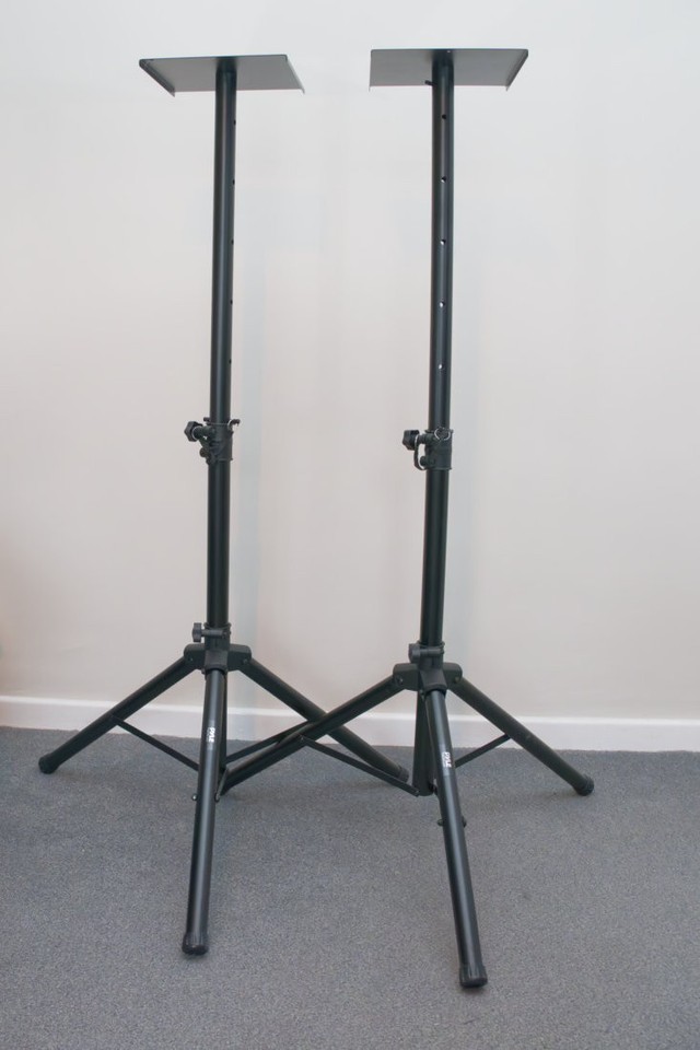 Pyle Dual Studio Monitor 2 Speaker Stands - Adjustable Heavy Duty ...