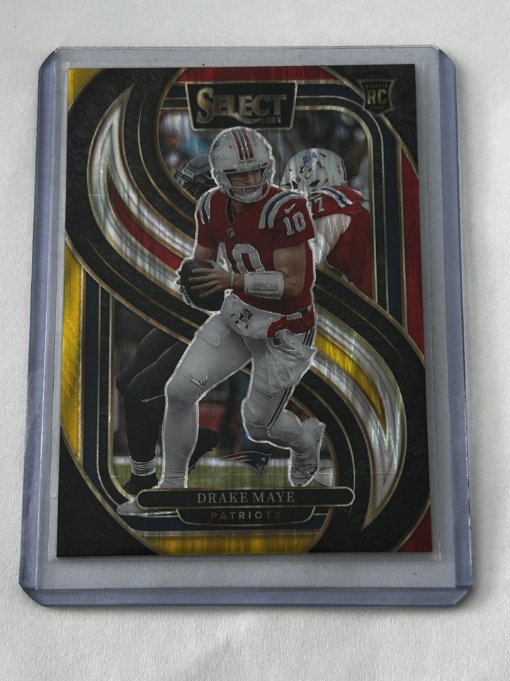 2024 Panini Select Drake Maye Premier Level #113 Red & Yellow Shock ...