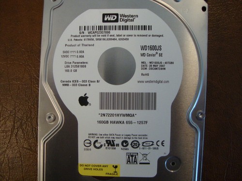 Western Digital WD1600JS-40TGB0 Dcm : DSCANT2AHN Apple 655-1257F 160gb ...