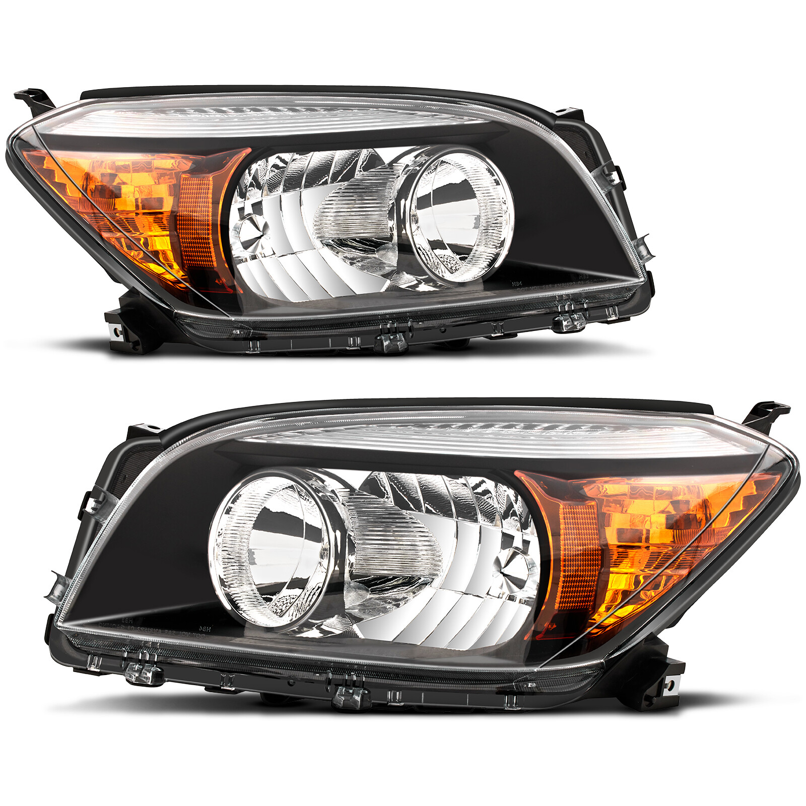 Foe 2006-2008 Toyota RAV4 Headlight Assembly Black W/Amber LH+RH Pair ...