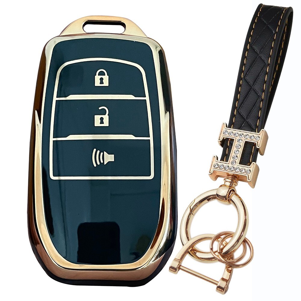 Fit TOYOTA Hilux 3 Button Remote Key Fob TPU Skin Case Cover Black | eBay