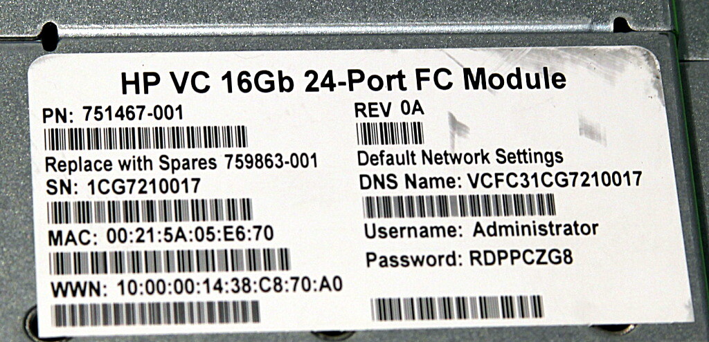 759863-001 HP 751467-001 16GB FC VC 24-PORT MODULE FOR C-CLASS BLADE ...