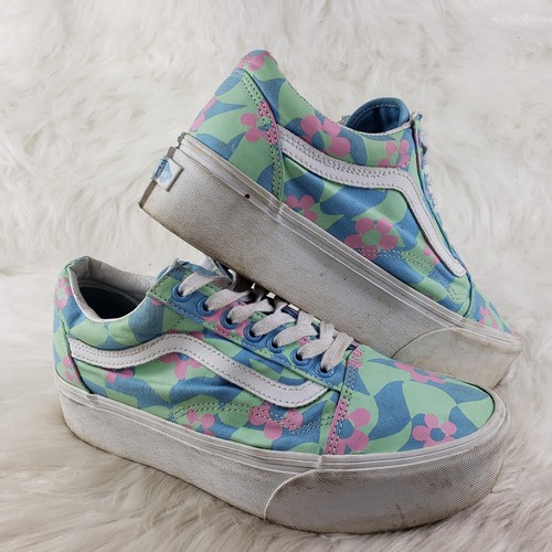 VANS Blue Pink Green Casual Chunky Heel Shoes Womens Size US 10 EUR 41 ...