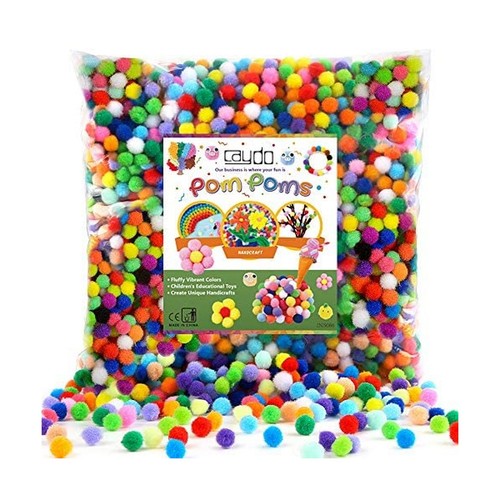 Caydo 2000 Pieces 1 cm Pompoms, Fuzzy Pom Poms Ball for DIY Art Craft ...