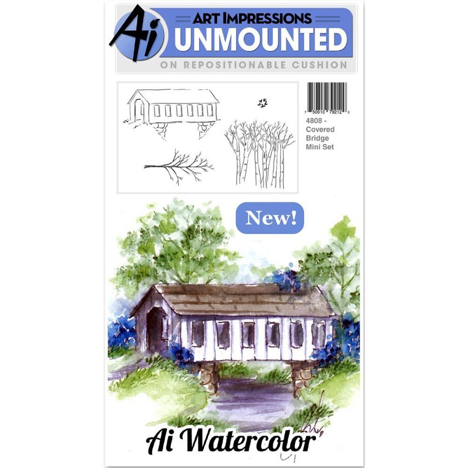 Art Impressions Watercolor Stamp Set Flowers Foliage, Trees, Birdhouse ...