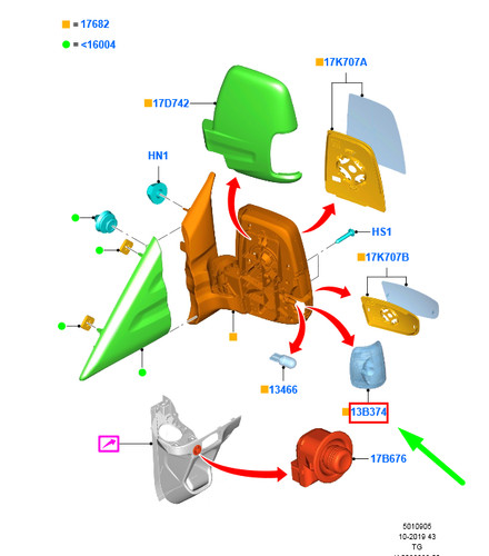 NEW FORD TRANSIT MK4 FRONT RIGHT DOOR MIRROR TURN LAMP ORANGE 2085657 ...