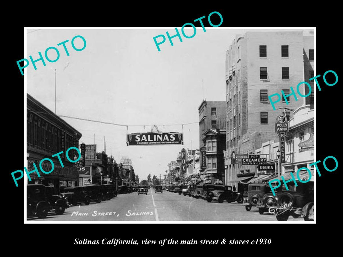 OLD 8x6 HISTORIC PHOTO OF SALINAS CALIFORNIA THE MAIN STREET & STORES ...