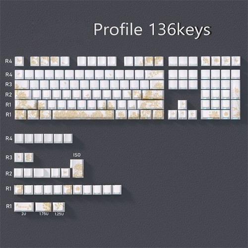 PBT Keycap Set 146/136 Keys Original Height Doubleshot Side-lit Backlit ...