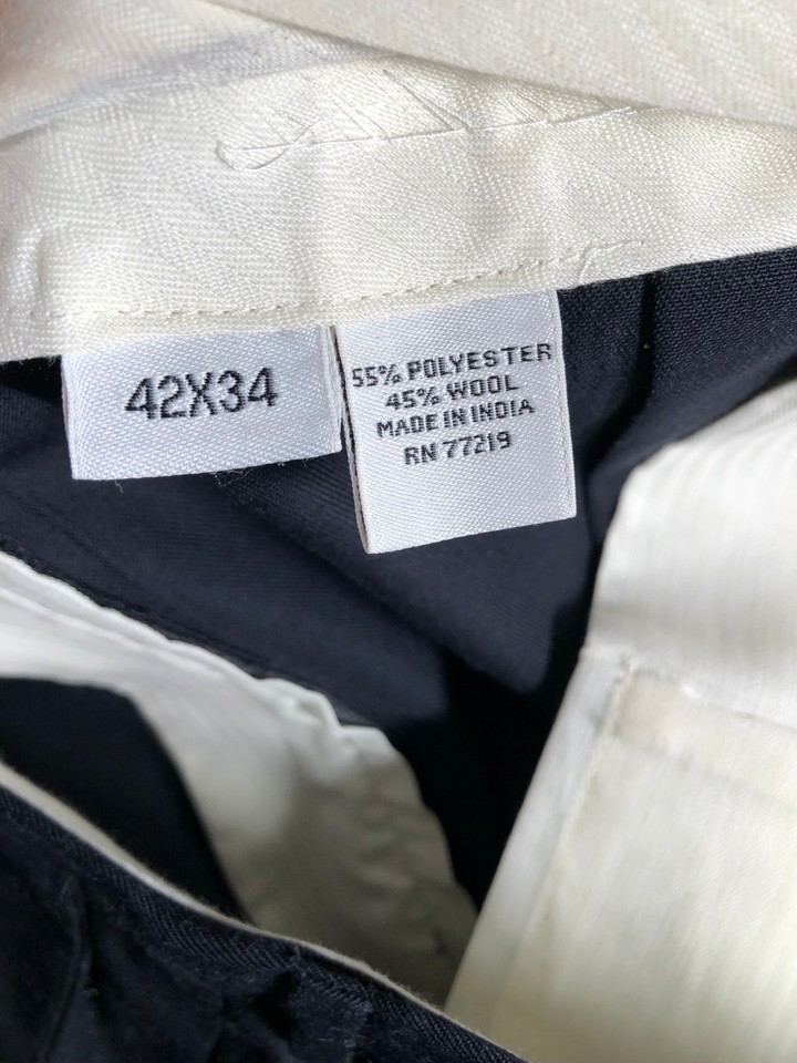 VTG Joseph & Feiss International Pleated Classic Straight Navy Blue ...