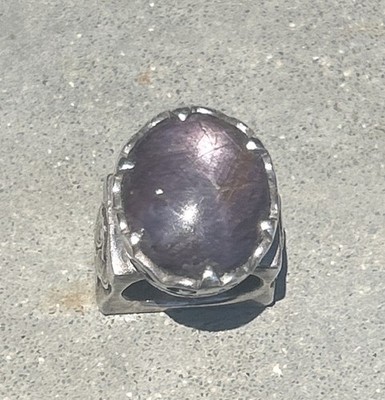 Large Purple Star Sapphire Sterling Silver 925 Goth Bulky Ring Size 7 ...