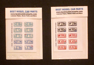 BEST MODEL CAR PARTS License Plate Decals, Minnesota 1960-69 1/25 New ...