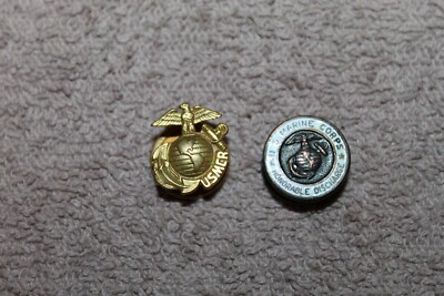 Two Original WW2 U.S. Marine Corps USMC Metal Lapel Insignia Devices | eBay