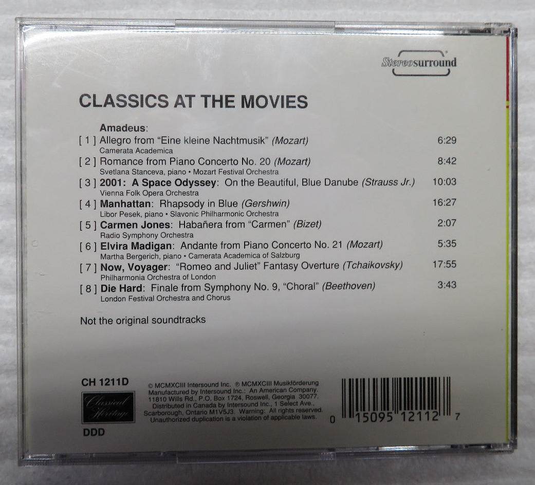 Classics At The Movies (CD) Classical Heritage CH1211D VGUC | eBay