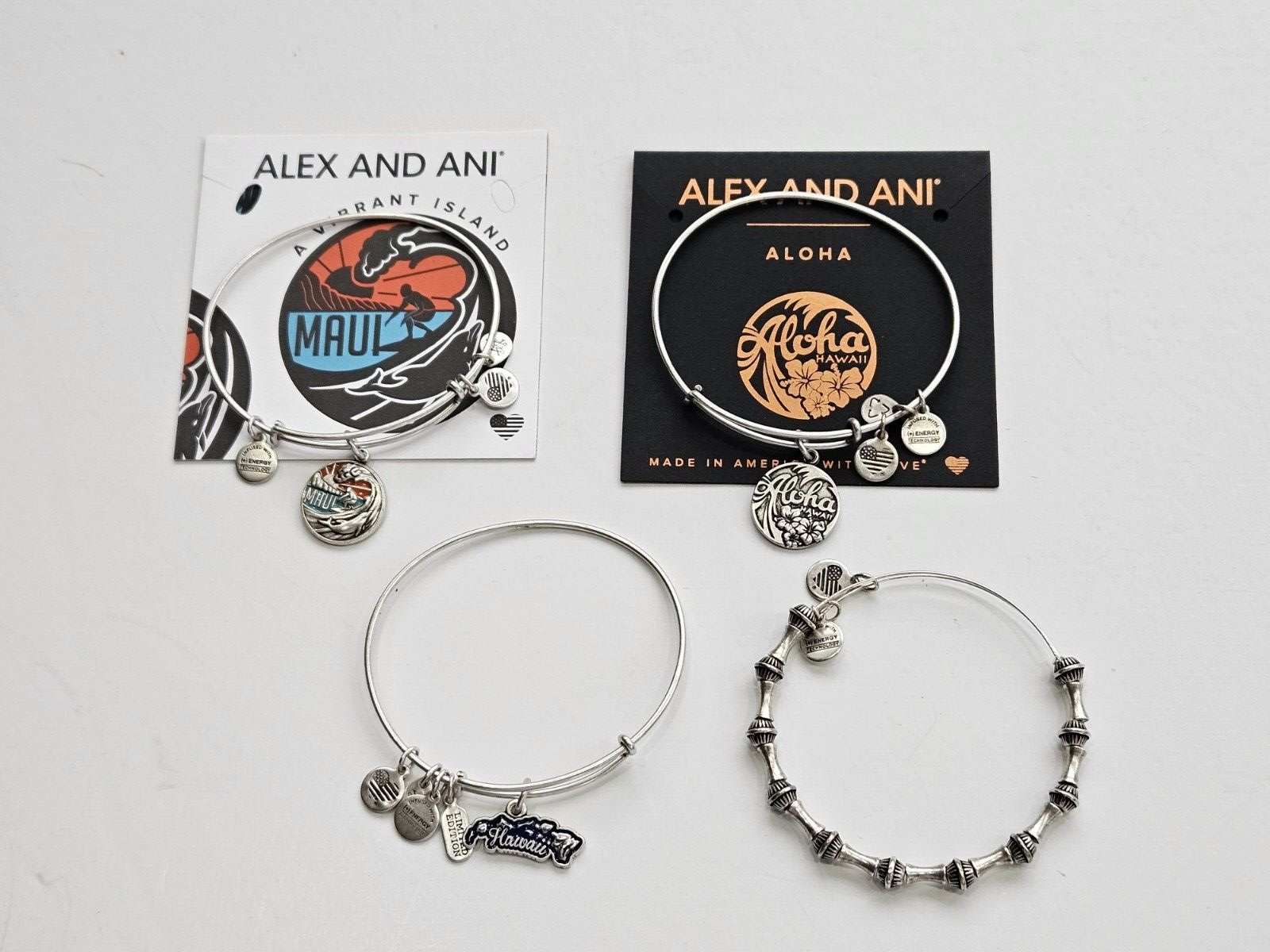 Alex and Ani Aloha Maui Hawaii Exclusive Silver Bangle Bracelet Set/Lot ...