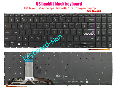 New US black backlit Keyboard for Asus X1502 M1502 D1502 F1502 X1503 ...