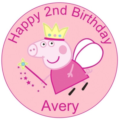 1 x PEPPA PIG Round Edible Cake Topper Rice Wafer Paper PERSONALISED ...