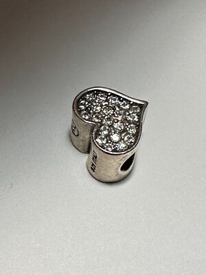 RL 925 STERLING SILVER ITALY CZ HEART EUROPEAN STYLE CHARM | eBay