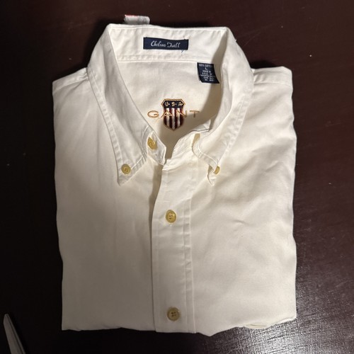 Gant USA Men’s Made In The USA Short Sleeve Shirt Chelsea Twill White ...