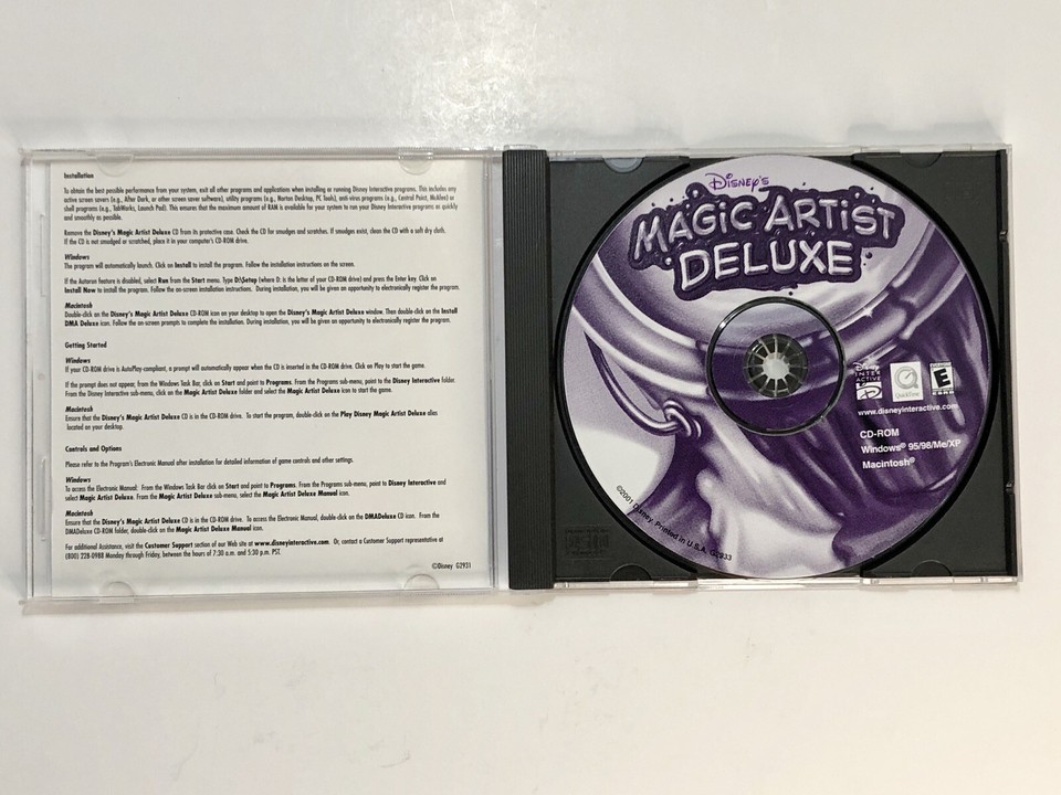 Disney’s Magic Artist Deluxe PC Interactive Game Program 2001 Drawing ...