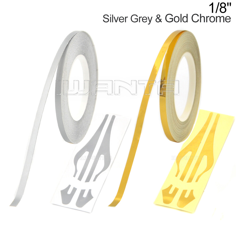 1/8" 3mm Silver Grey & Gold Chrome Pinstriping Pin Stripe Vinyl Decal ...