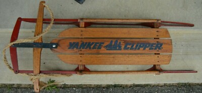 Vintage Yankee Clipper Sled Wood With Metal Runners Flexible Flyer ...
