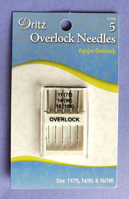 10 PKS OF 5 (50 Needles Total!) OVERLOCK/SERGER Needles SIZE 14/90,11/ ...