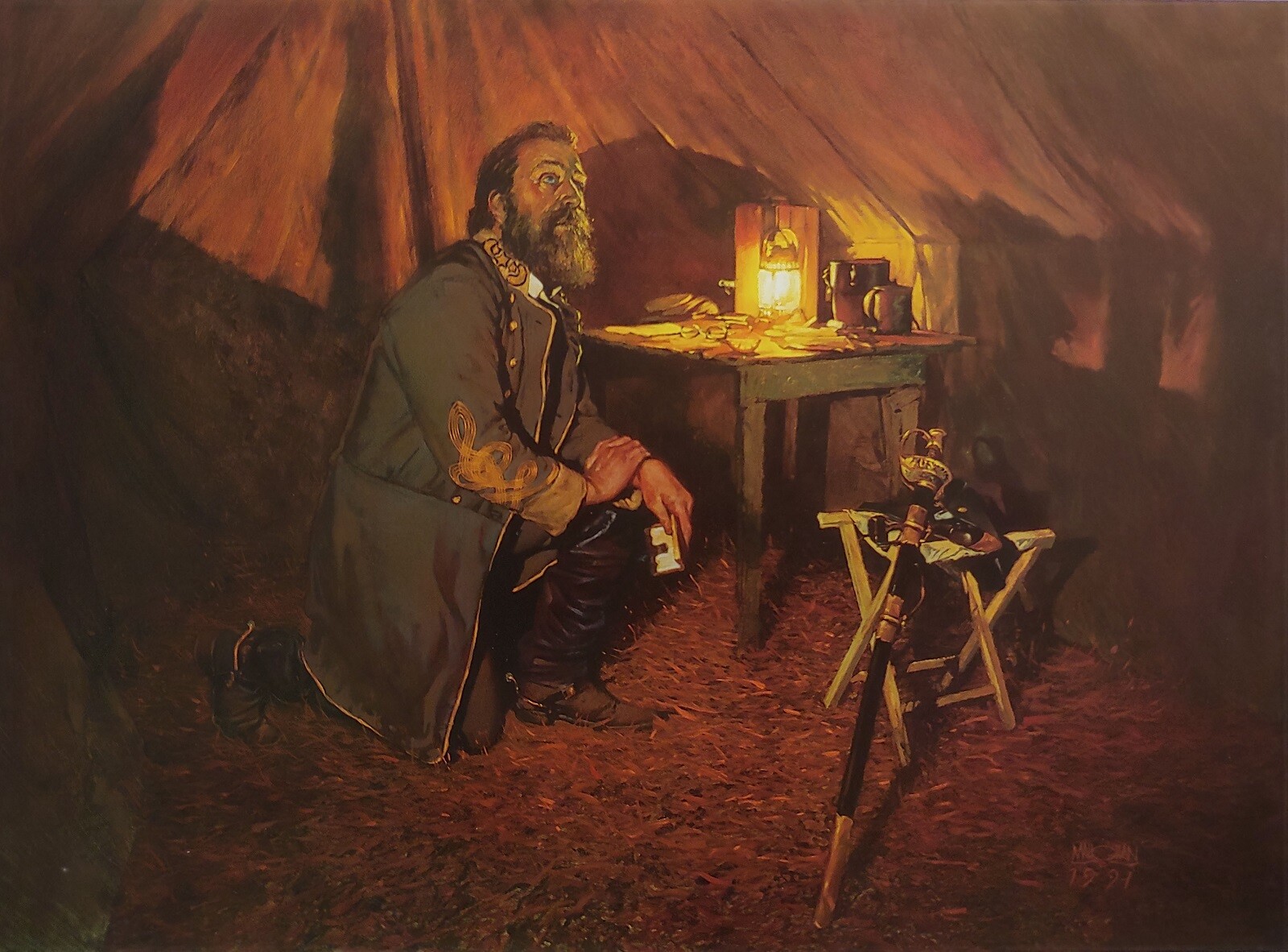 Civil War Print Prayer Warrior by Artist William Maughan | eBay