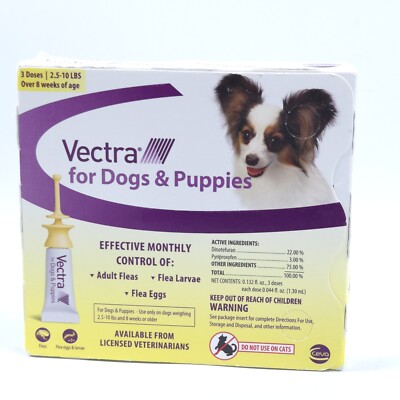 Vectra 3D for dogs and puppies 2.5-10lbs. 3 DOSES | eBay