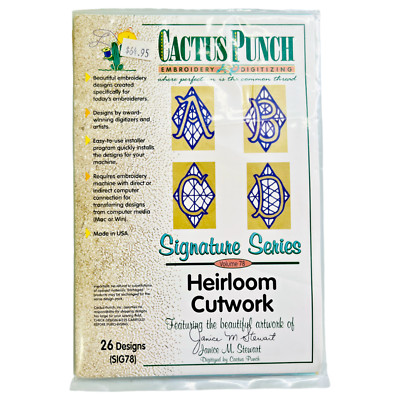 Cactus Punch Machine Embroidery CD Heirloom Cutwork Alphabet 26 Designs ...