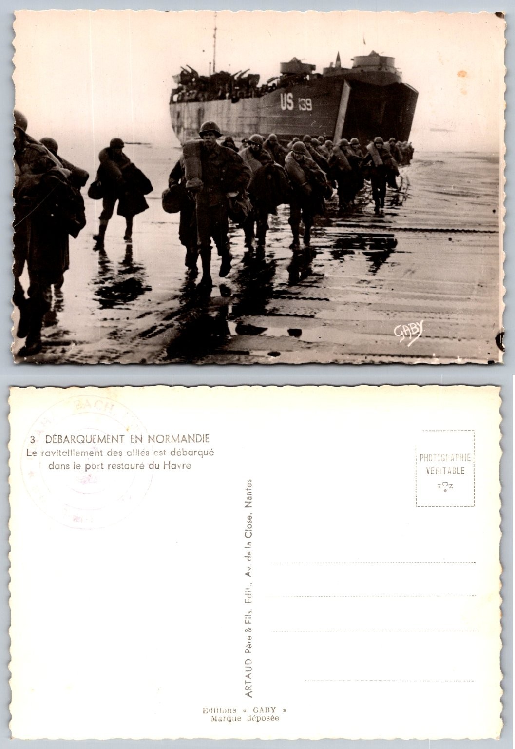 WWII Normandy D-Day Landing US LST 139 GABY Real Photo Postcard RPPC | eBay