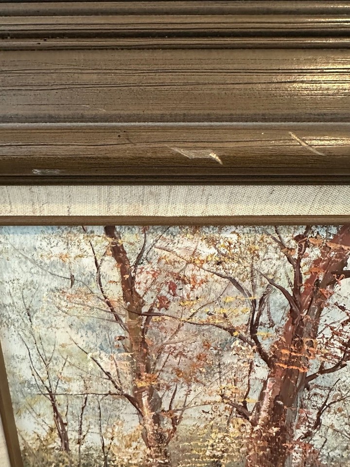 Vintage 70s Mid Century J.Medina Original Oil Painting on Canvas River ...
