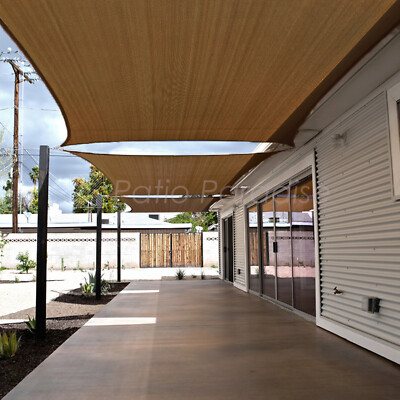 Patio Heavy Duty Cable Sun Shade Sail Rectangle 7FT-12FT Width Brown | eBay