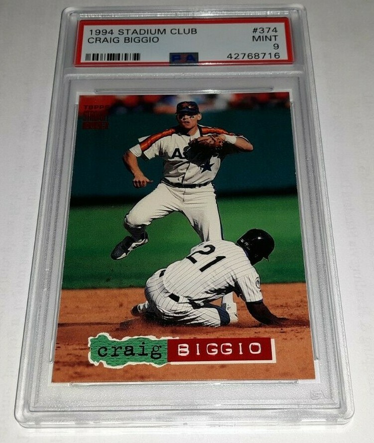 1994 Topps Stadium Club #374 Craig Biggio Card Graded PSA 9 Mint Pop 3 ...