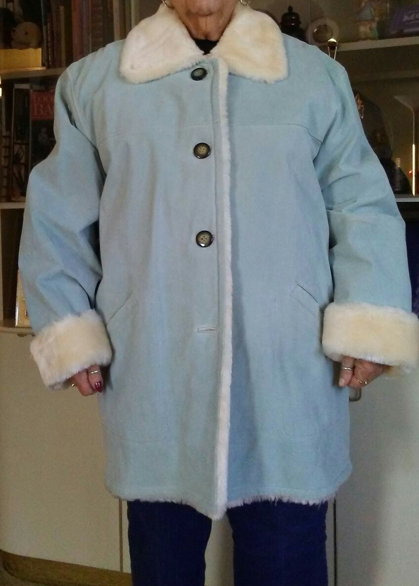 Atlantic Beach Light Blue Suede Womens winter Coat Be… - Gem
