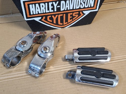 HARLEY DAVIDSON OEM CHROME & RUBBER CUSTOM LARGE FOOTPEGS / FOOT PEGS ...