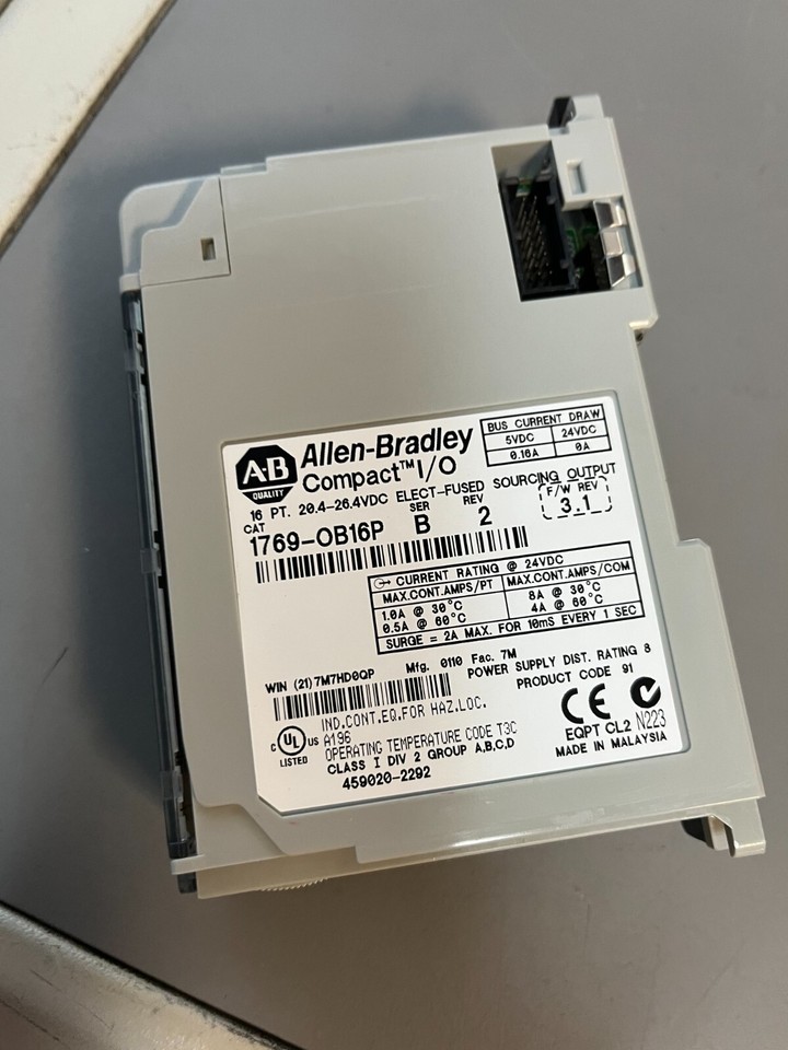 ALLEN-BRADLEY 1769-OB16P SER B 16PT ELECT-FUSED SOURCING OUTPUT MODULE ...