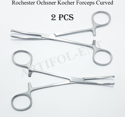 Rochester Ochsner Forceps 1x2 Teeth Curved Kocher Artery Clamp 2 Pcs | eBay