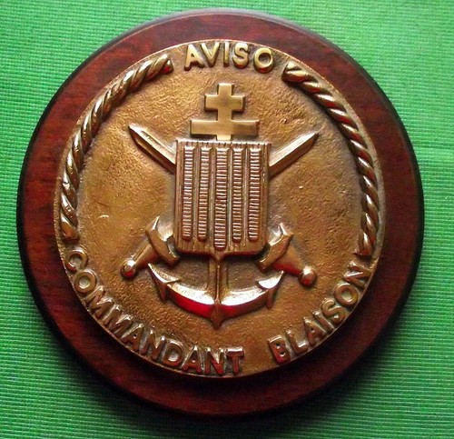 Old Heavy Bronze French Navy Bulkhead Crest Tompion AVISO COMMANDANT ...
